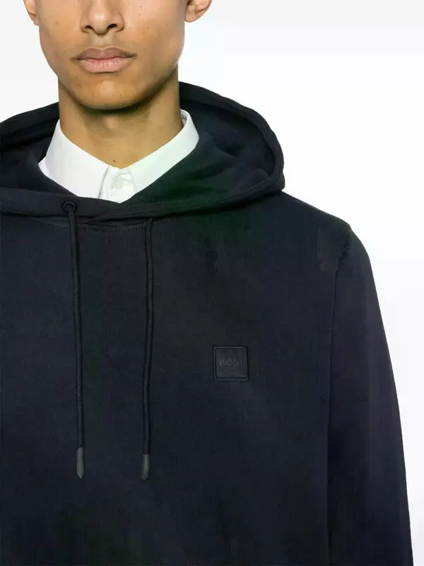BOSS Cotton Jersey Hoodie With Logo Patch