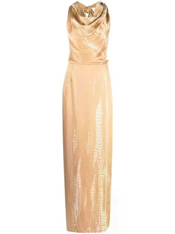 Voz Convertible Silk Maxi Dress - Brown