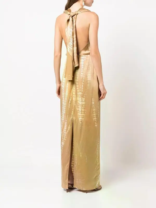 Voz Convertible Silk Maxi Dress - Brown