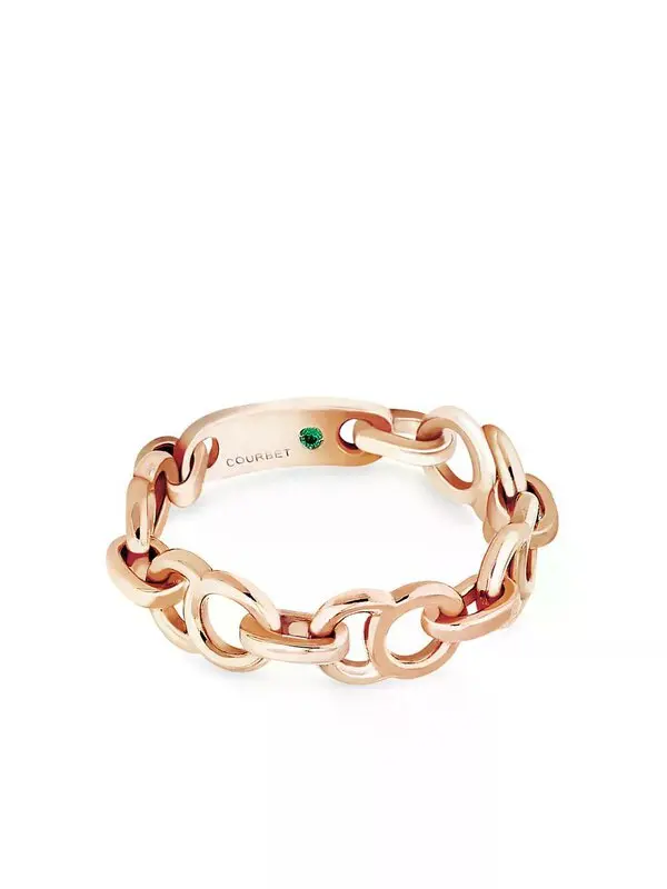 COURBET 18kt Recycled Rose Gold Celeste Chain Ring - Pink