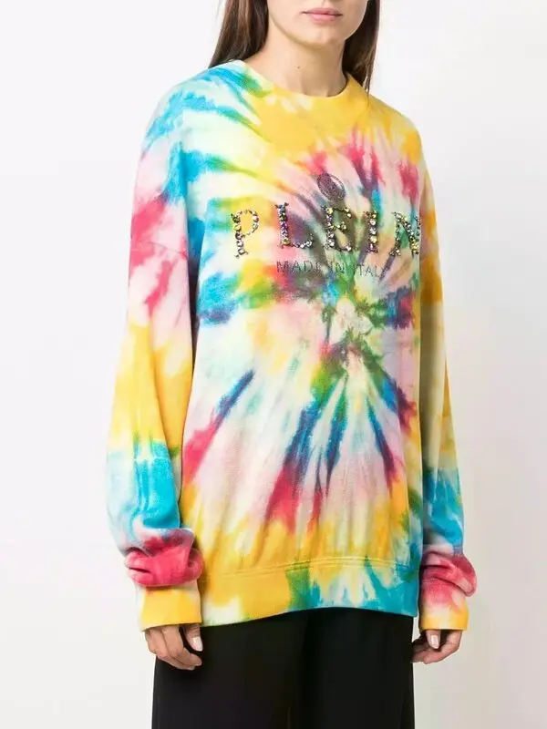 Philipp Plein Tie-dye Embellished Cotton-blend Sweatshirt