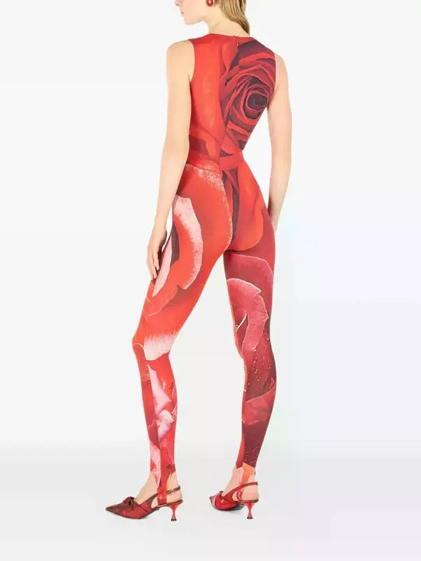 Roberto Cavalli Rose-print Stirrup Jumpsuit