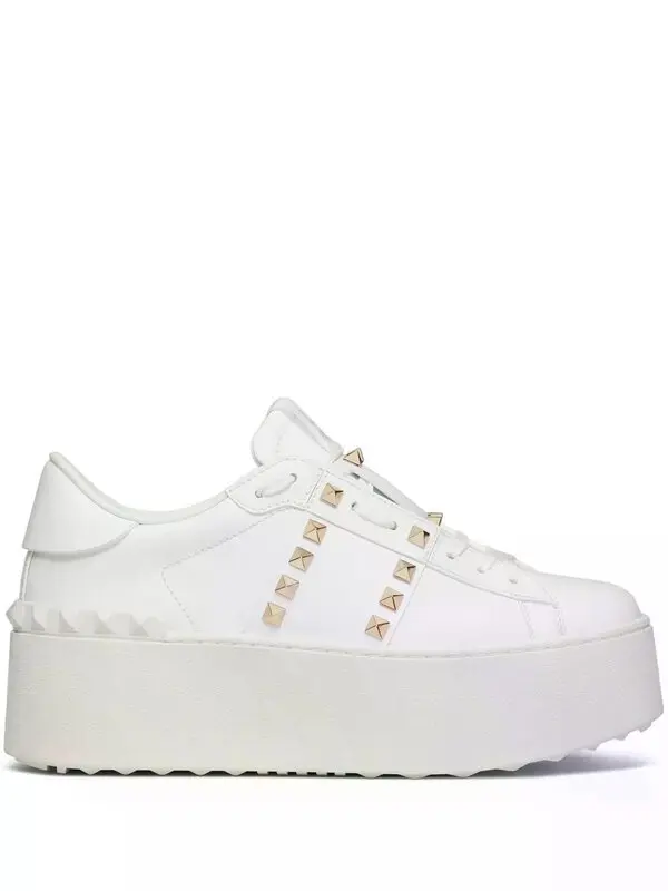 Valentino Garavani Rockstud Untitled Calfskin Flatform Sneakers