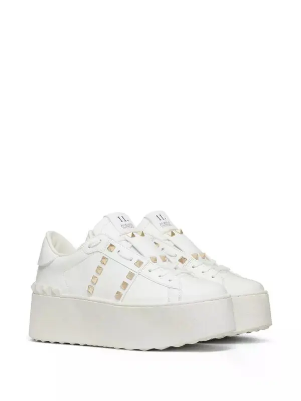 Valentino Garavani Rockstud Untitled Calfskin Flatform Sneakers