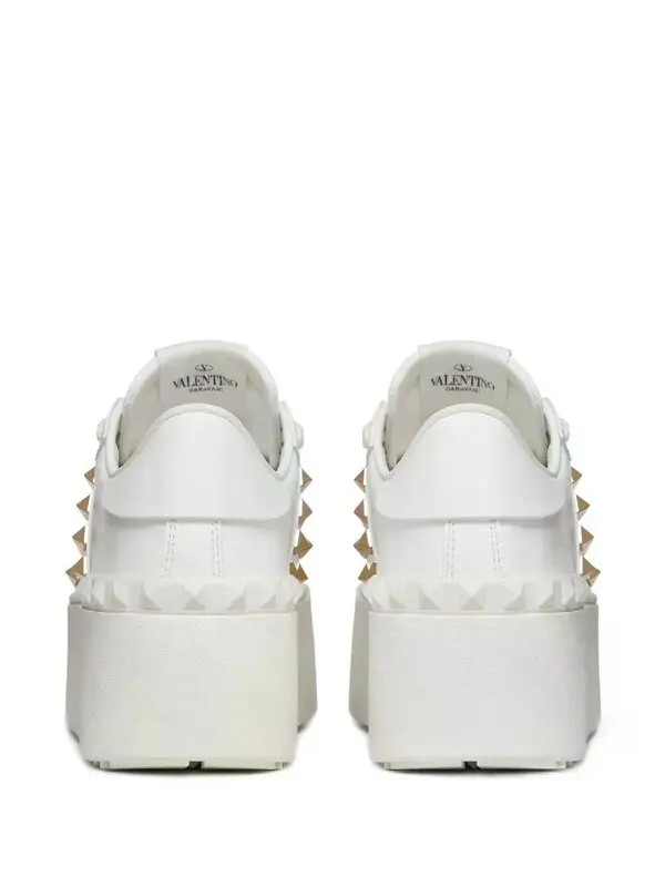 Valentino Garavani Rockstud Untitled Calfskin Flatform Sneakers