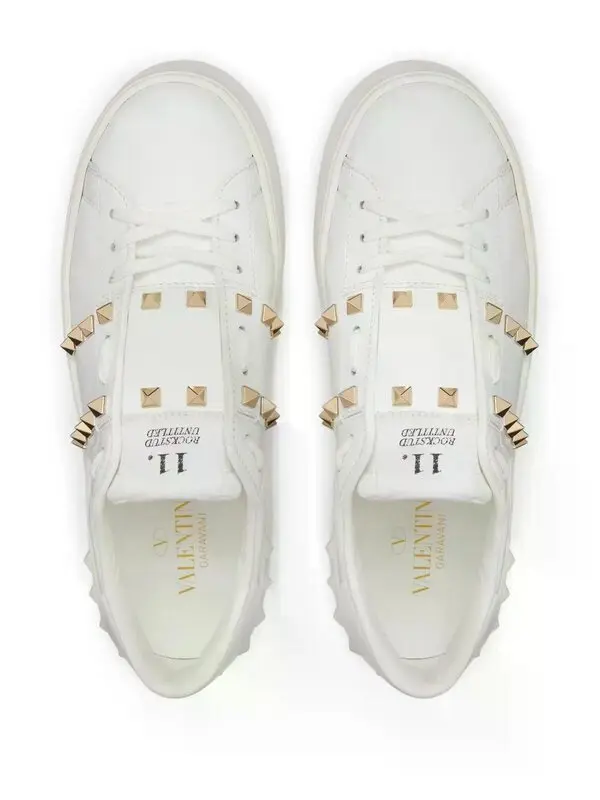 Valentino Garavani Rockstud Untitled Calfskin Flatform Sneakers