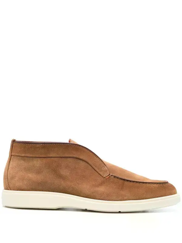 Santoni Suede Slip-on Boots - Brown