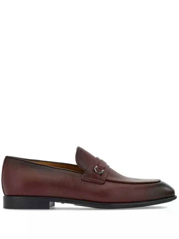 FERRAGAMO Gancini-plaque Leather Loafers