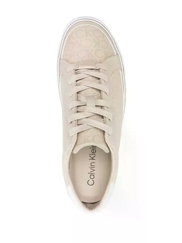Calvin Klein Logo-print Flatform Sneakers - Neutrals
