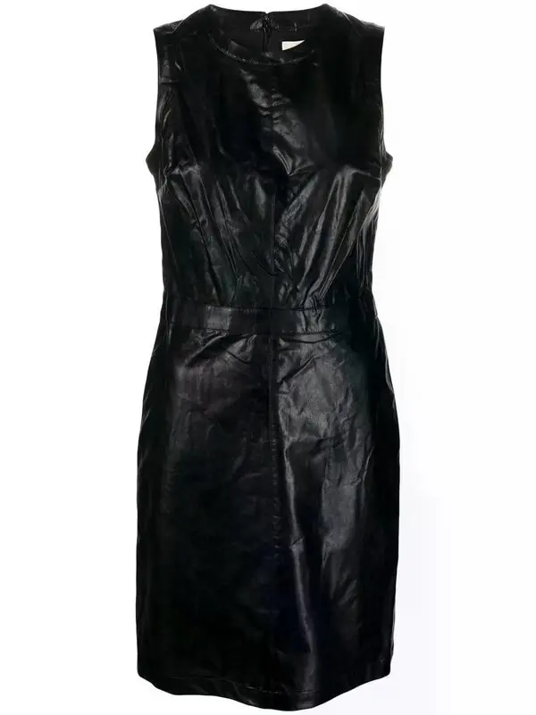 Michael Kors Faux Leather Mini Dress - Black