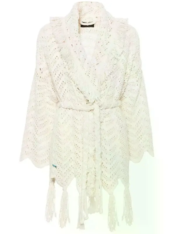 Alanui Chevron-knit Fringed Cardigan