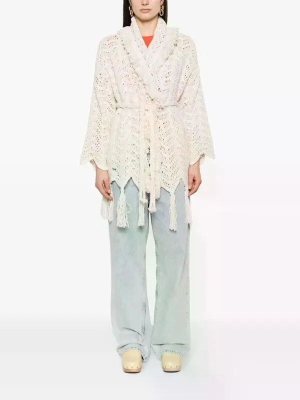 Alanui Chevron-knit Fringed Cardigan