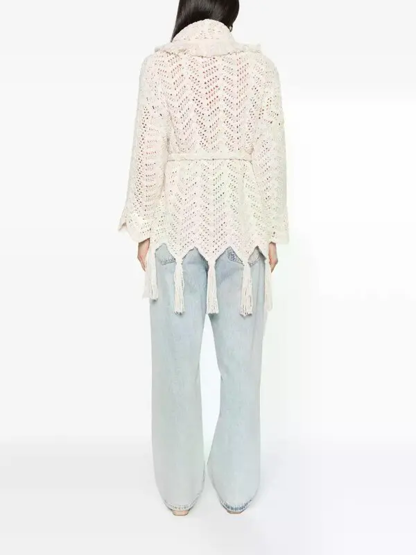 Alanui Chevron-knit Fringed Cardigan