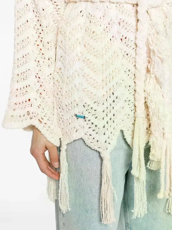 Alanui Chevron-knit Fringed Cardigan