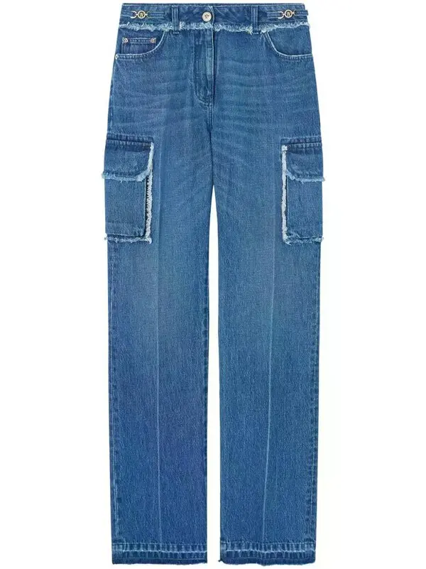 Versace Frayed Cargo Jeans - Blue