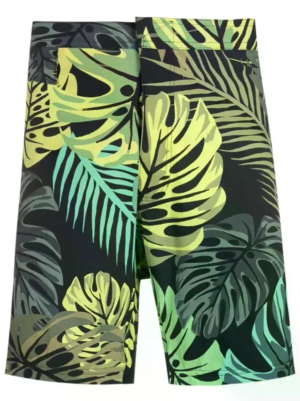 AMIR SLAMA Leaf-print Swim Shorts - Green