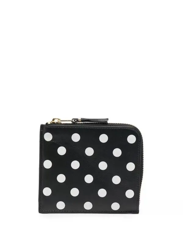 Comme Des Garçons Polka-dot Zip-around Wallet - Black
