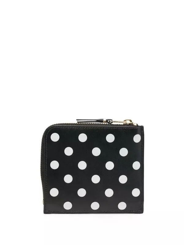 Comme Des Garçons Polka-dot Zip-around Wallet - Black