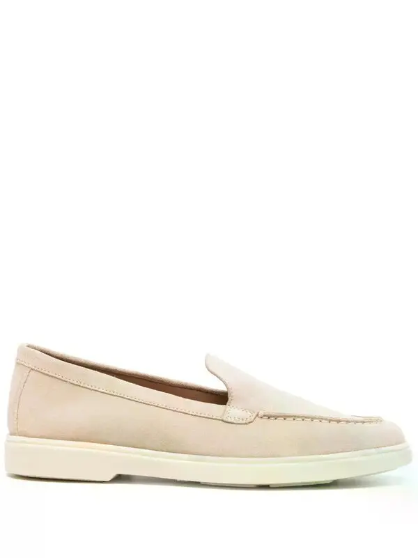 Santoni Suede Round-toe Loafers - Neutrals
