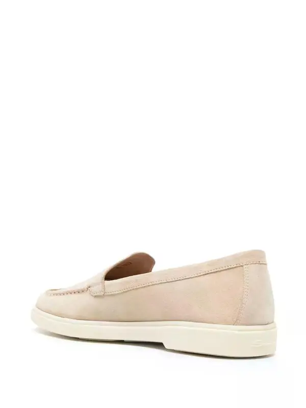 Santoni Suede Round-toe Loafers - Neutrals