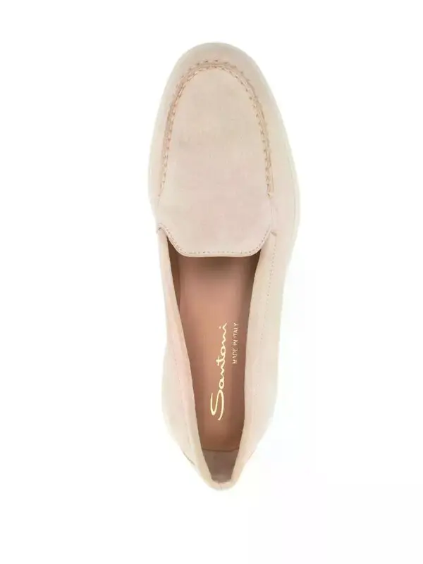Santoni Suede Round-toe Loafers - Neutrals