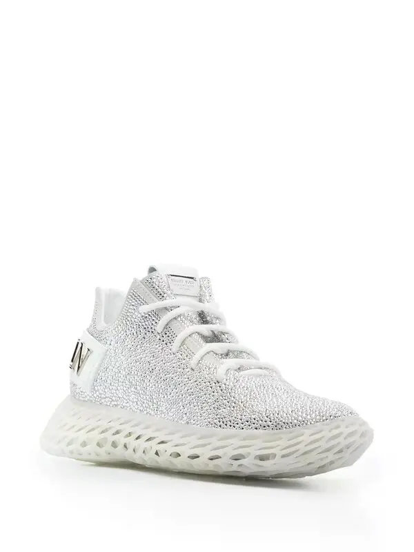 Philipp Plein Skeleton Runner Embellished Sneakers - Silver