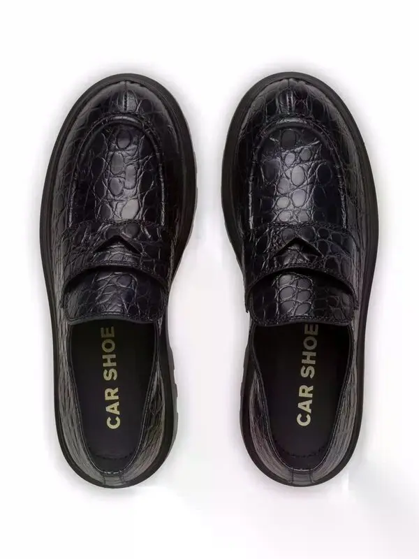 Car Shoe Crocodile-effect Leather Moccasins