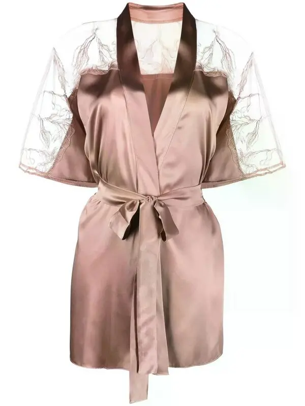 FLEUR OF ENGLAND Lilian Lace-detail Robe - Pink