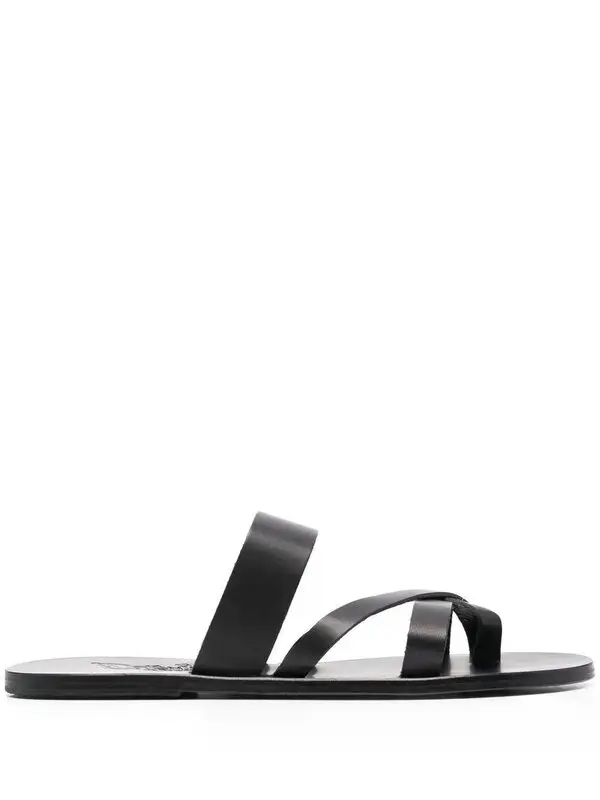 ANCIENT GREEK SANDALS Jason Cross-strap Leather Sandals - Black