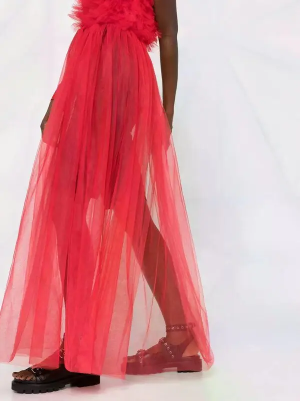 Alchemy Fashions X Lia Aram Tulle Ruffle Detail Bodysuit - Red