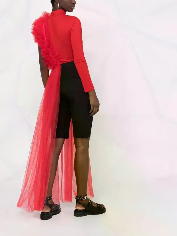 Alchemy Fashions X Lia Aram Tulle Ruffle Detail Bodysuit - Red