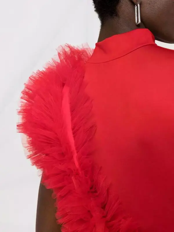 Alchemy Fashions X Lia Aram Tulle Ruffle Detail Bodysuit - Red
