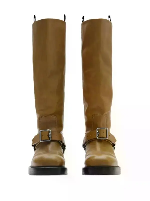 Burberry Leather Biker Boots - Brown