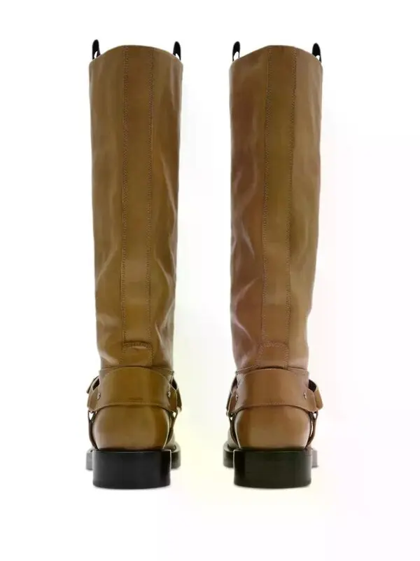 Burberry Leather Biker Boots - Brown