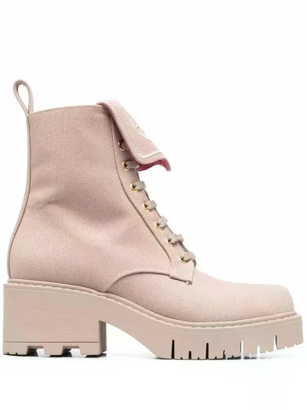 CHIARA FERRAGNI Eyelike-embroidered Denim Boots