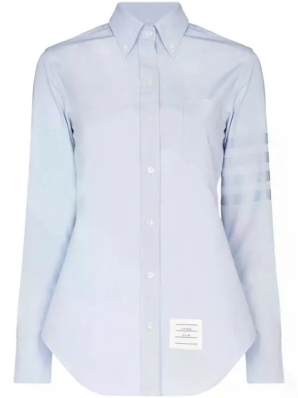 Thom Browne Logo Patch Buttoned Shirt - Blue