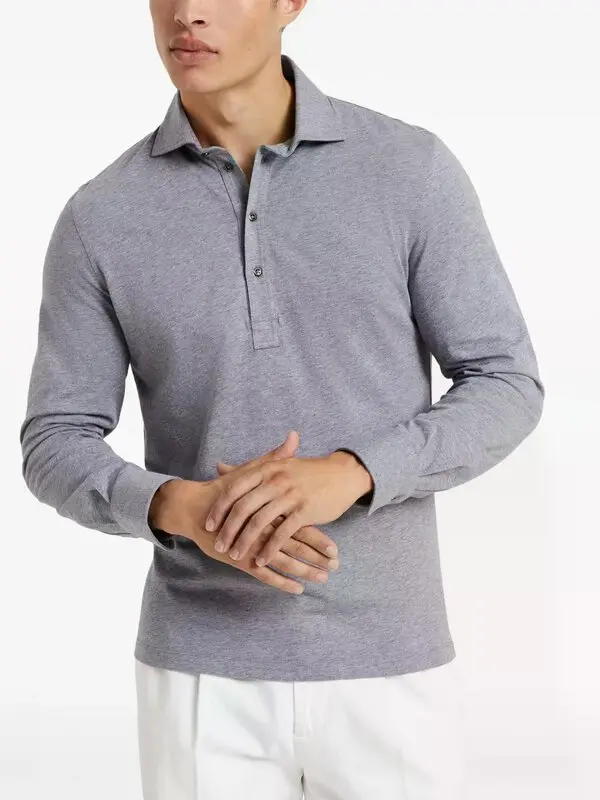 Brunello Cucinelli Mélange-effect Cotton Polo Shirt