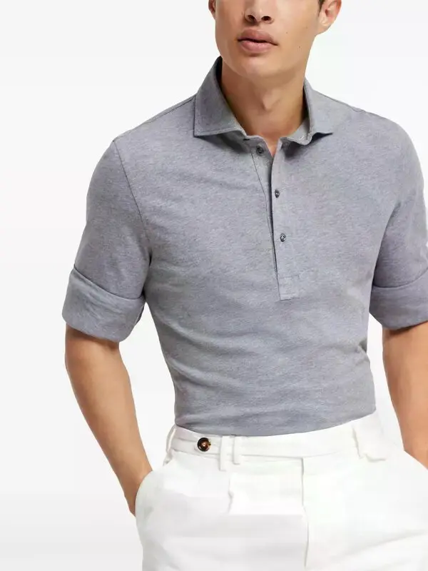 Brunello Cucinelli Mélange-effect Cotton Polo Shirt