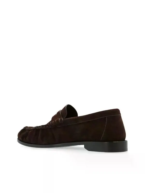 Saint Laurent Calf Suede Loafers With Cassandre Logo - Brown