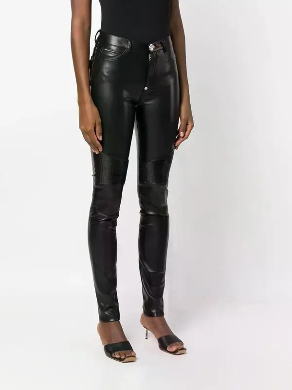 Philipp Plein Ribbed-knee High-waist Leggings
