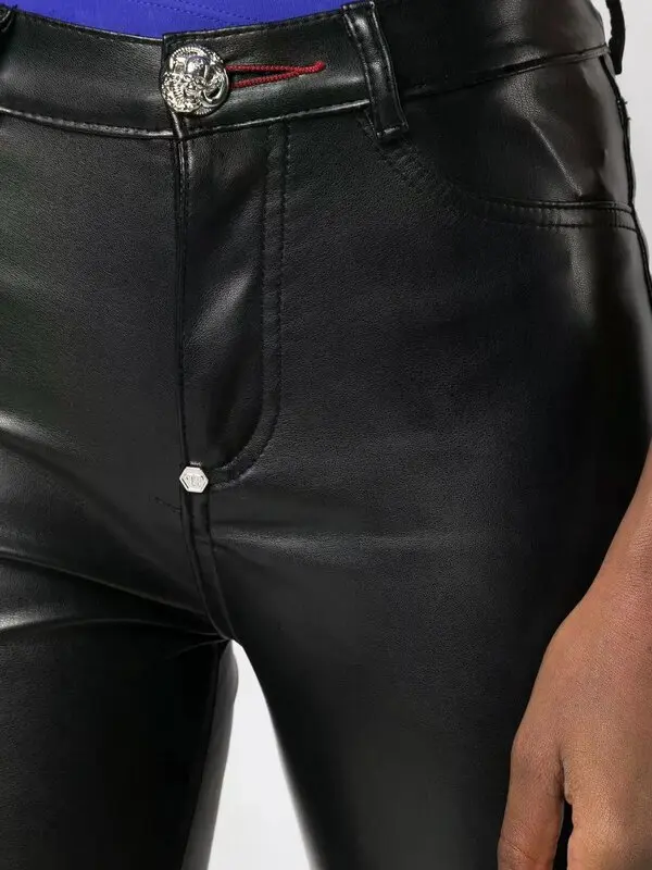 Philipp Plein Ribbed-knee High-waist Leggings