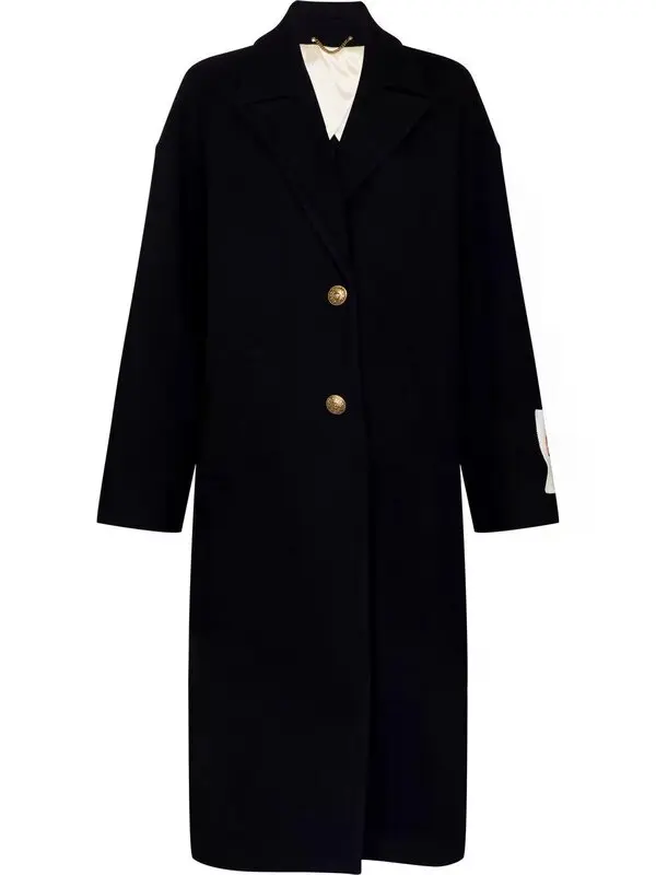GOLDEN GOOSE Single-breasted Coat With Logo Patch
