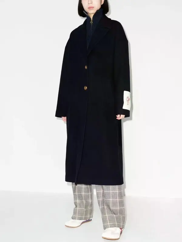 GOLDEN GOOSE Single-breasted Coat With Logo Patch
