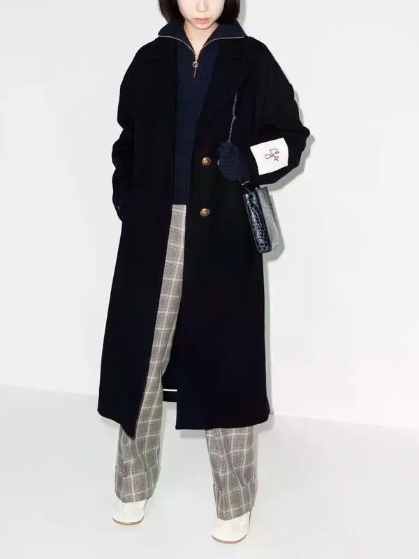 GOLDEN GOOSE Single-breasted Coat With Logo Patch