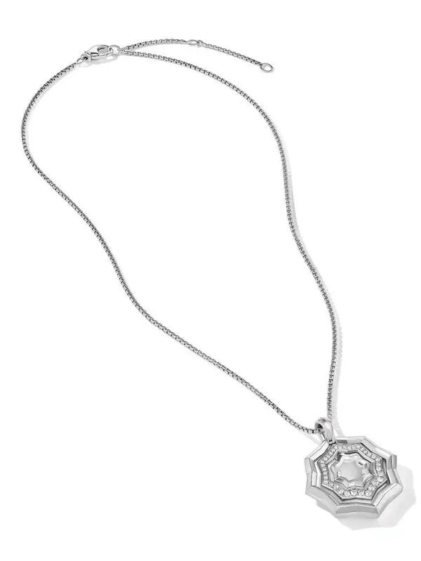 David Yurman Sterling Zig Zag Stax Diamond Pendant Necklace