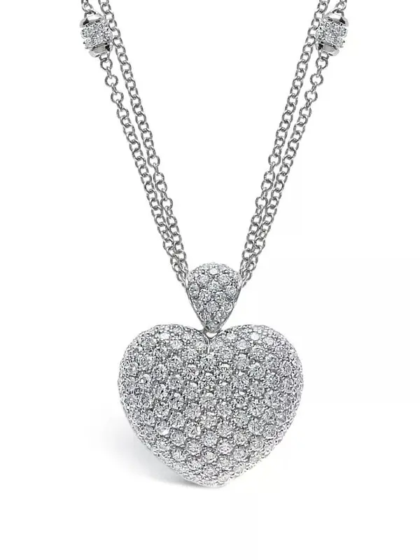 LEO PIZZO 18kt White Gold Diamond Amore Necklace - Silver