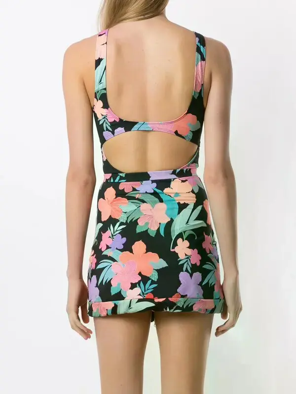 AMIR SLAMA Floral-print Zip-up Mini Dress