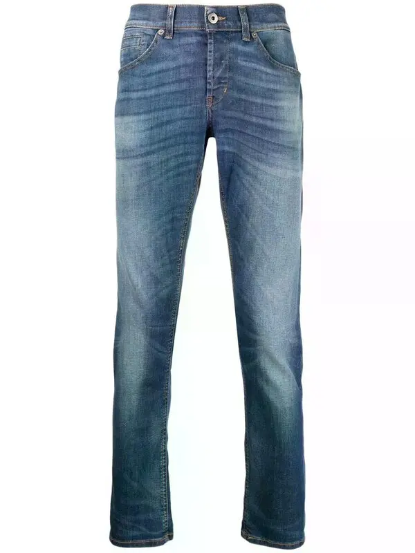DONDUP Whiskered-thigh Bleach-wash Jeans - Blue