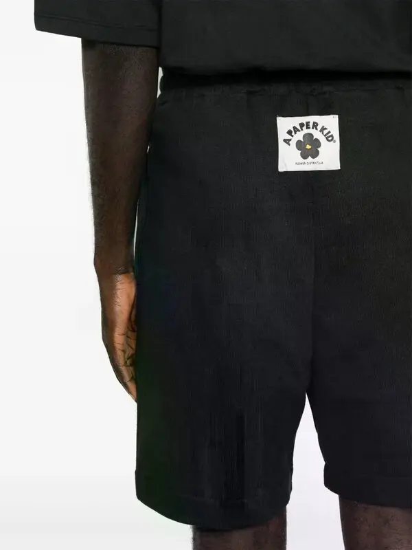 A PAPER KID Logo-patch Shorts - Black