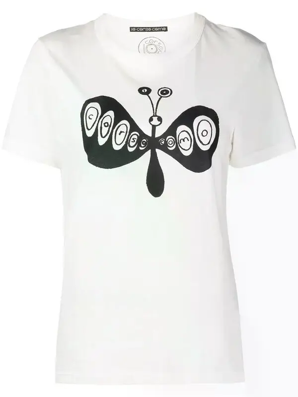 10 CORSO COMO Butterfly-print Short-sleeved T-shirt - Neutrals